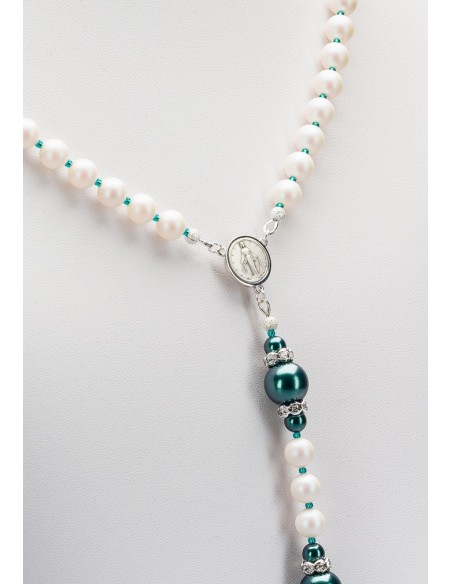 Satin Pearls, ancient Green beads Rosary | Vatican Gift