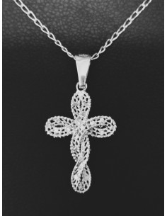 Sterling Silver Stripes Crucifix with chain | Vatican Gift