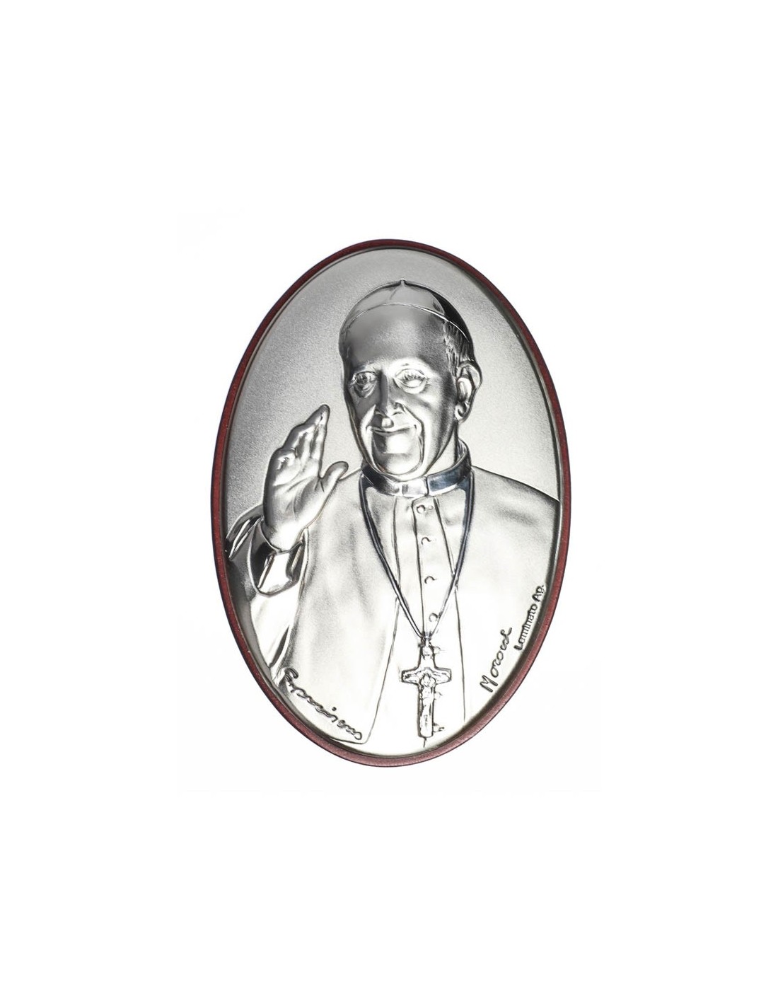 Pope Francis oval Bilaminate Sterling Silver icon | Vatican Gift